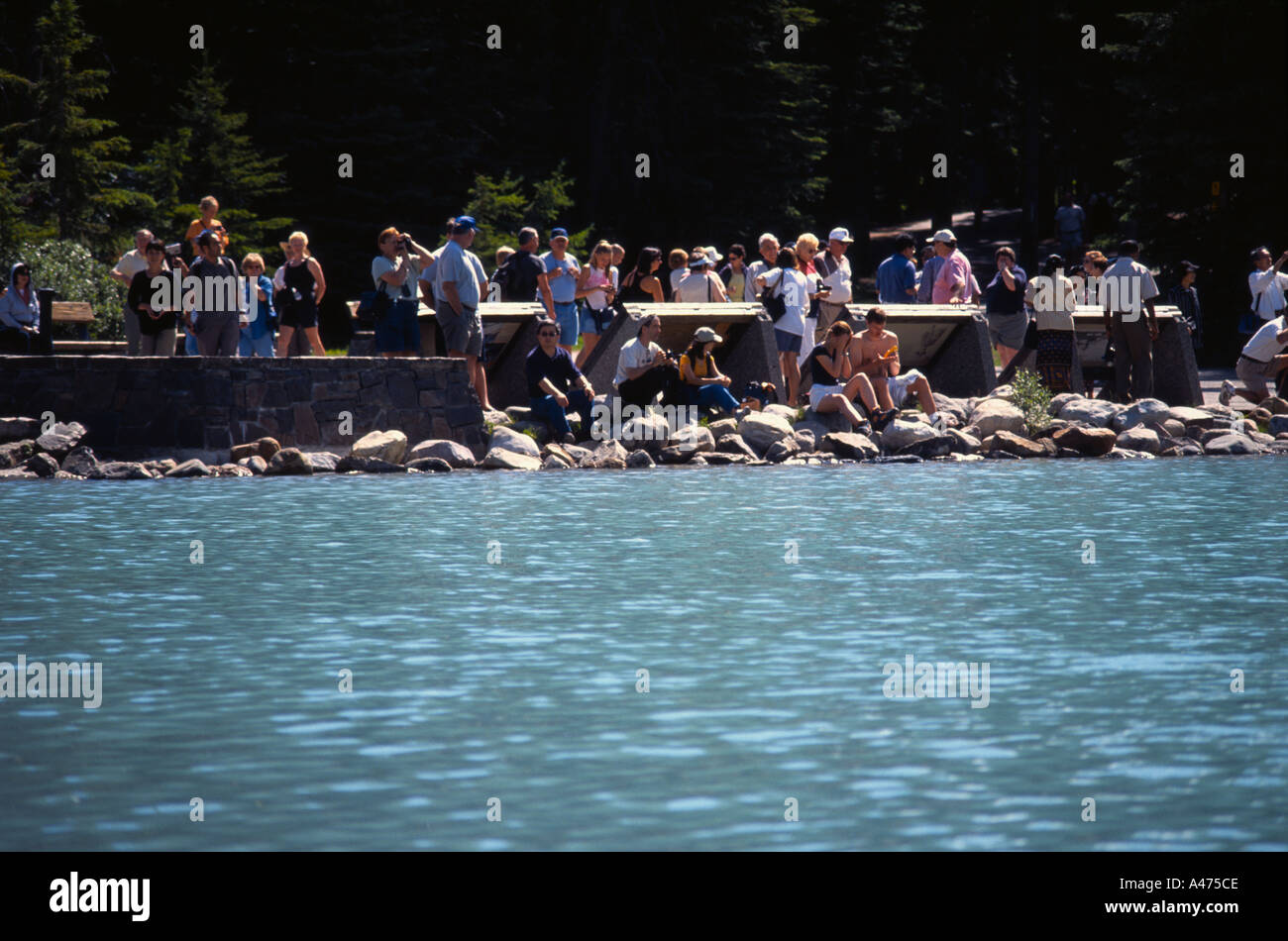 Crowd at Lake Louise in Banff Alberta Stock Photo - Alamy