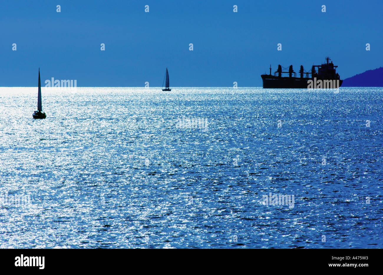 Ship and boats on water Stock Photo - Alamy