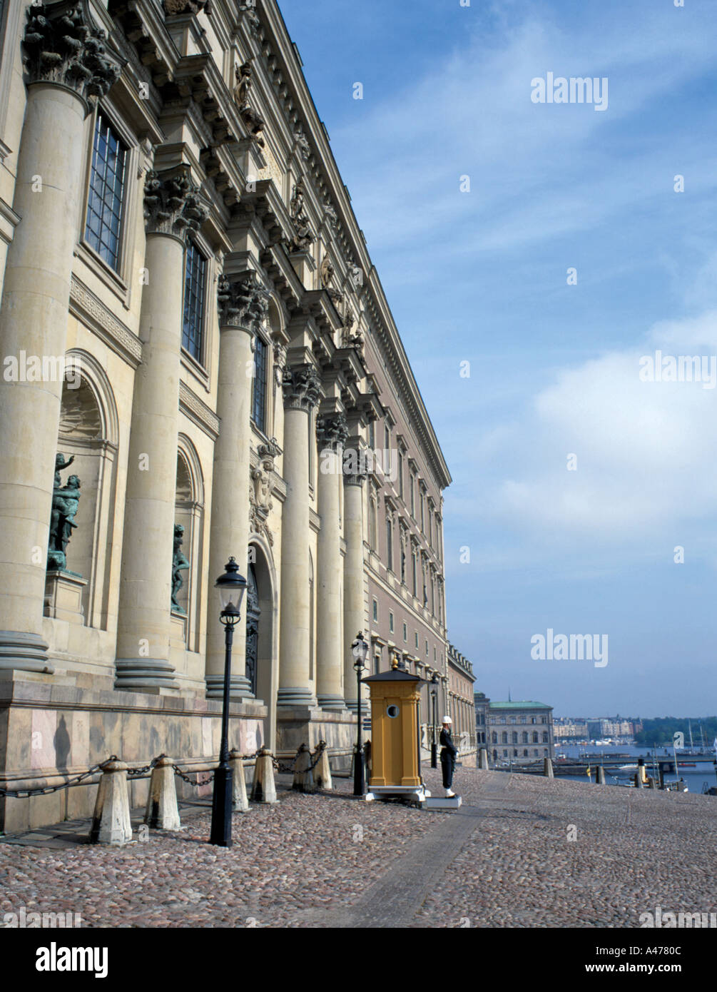 Kungliga slott (Royal Palace) seen along Slottsbacken, Gamla Stan ...