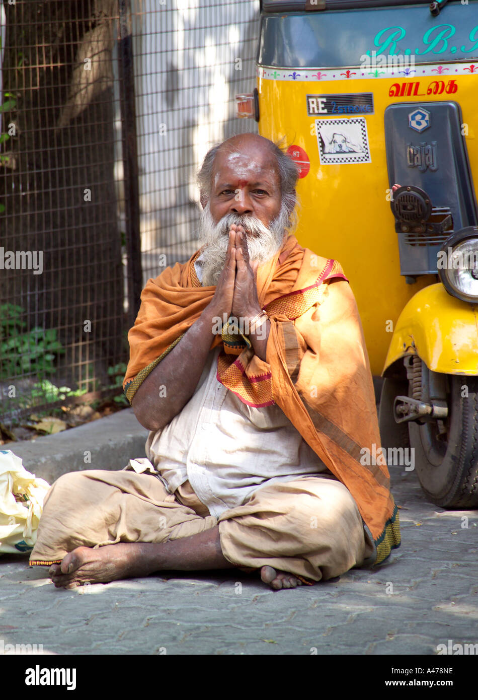 Hindu holy man near ashram, Pondicherry, Southern India Stock Photo - Alamy