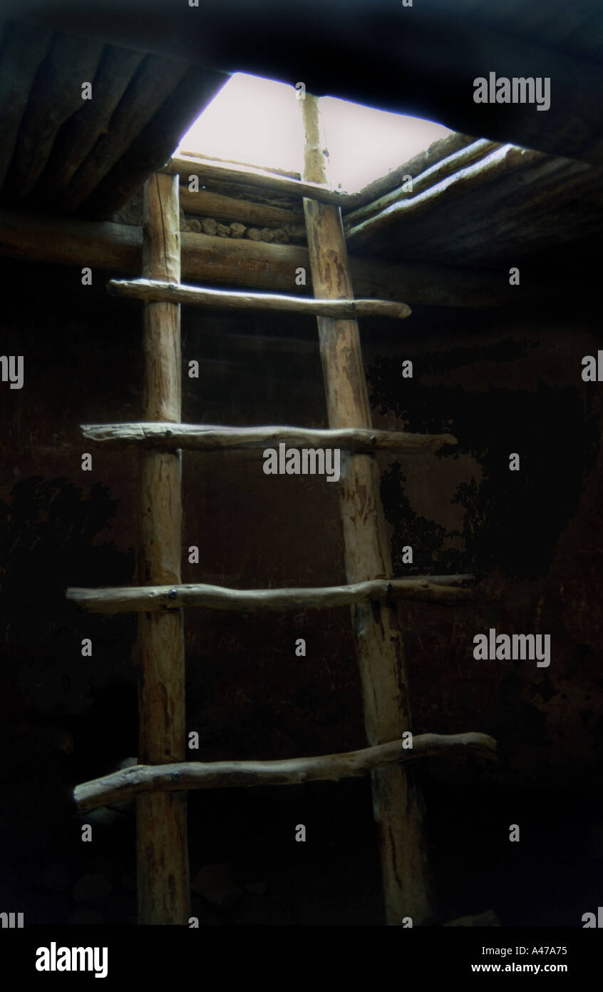 Alcove House Ceremonial Cave Kiva ladder Bandelier National Monument ...