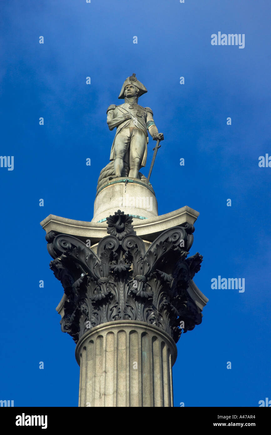Nelsons column statue Trafalgar Square London Stock Photo - Alamy
