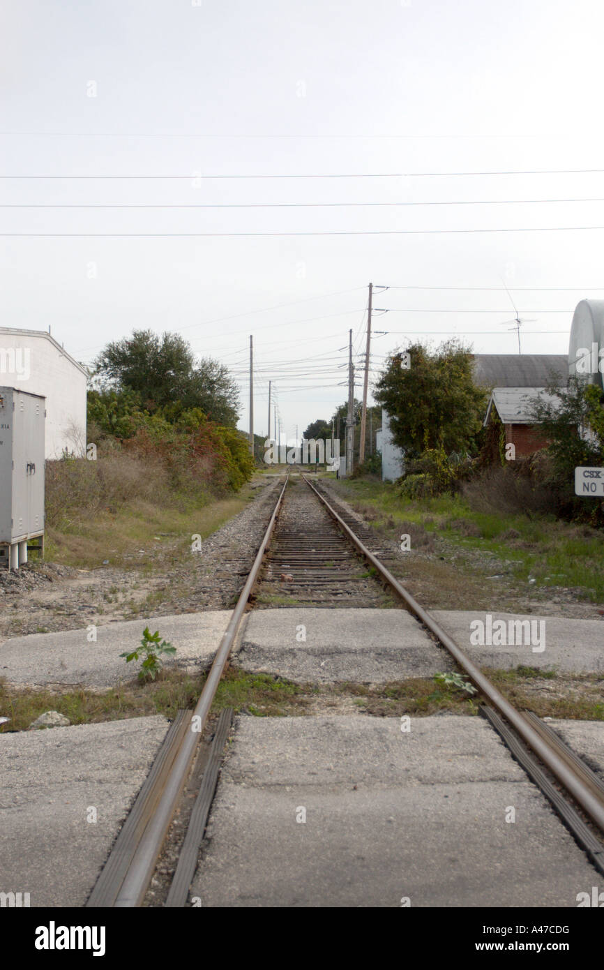 Railroad tracks Leading into an Industrial Area Stock Photo - Alamy