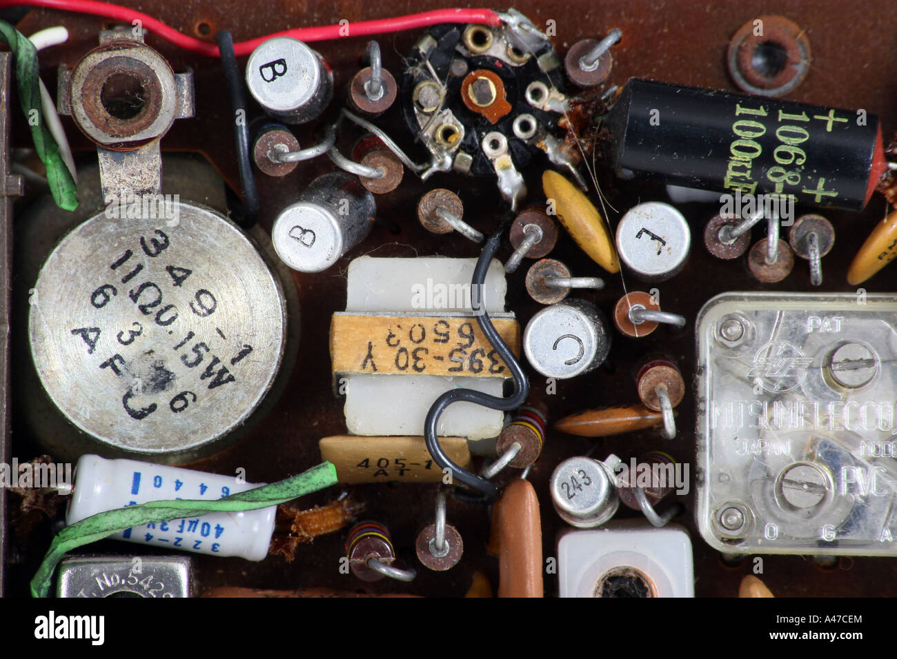 Close Up View of the Internal Workings of a Transistor Radio Stock ...