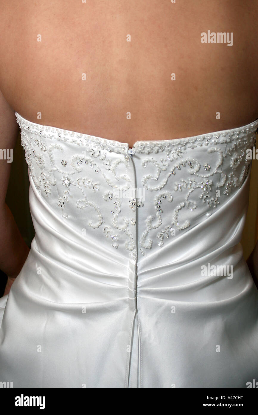 Back of a Beautiful Wedding Gown Stock Photo - Alamy