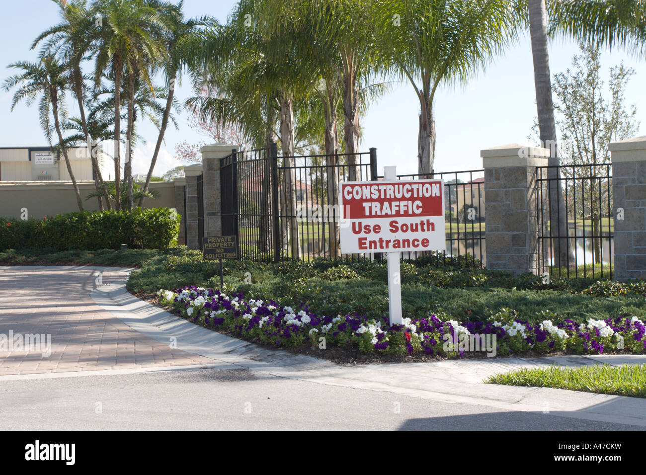 Construction Traffic Only Use Other Entrance Wooden Sign Stock Photo ...