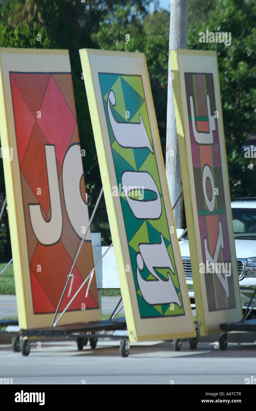 Three Signs Bearing the Word Joy Stock Photo - Alamy