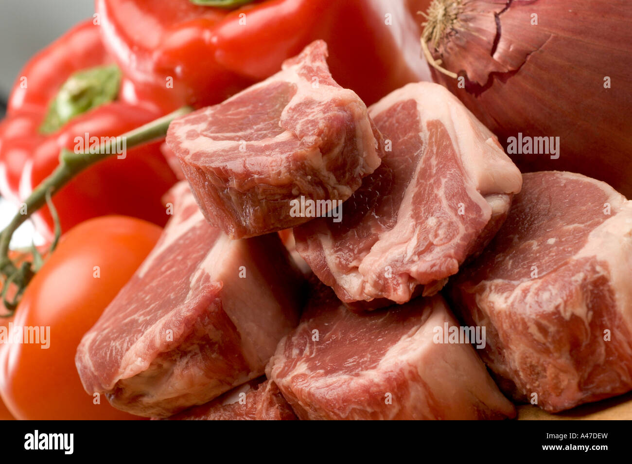 rib lamb chops with vegetables and tomatoes prime meat food Stock Photo ...