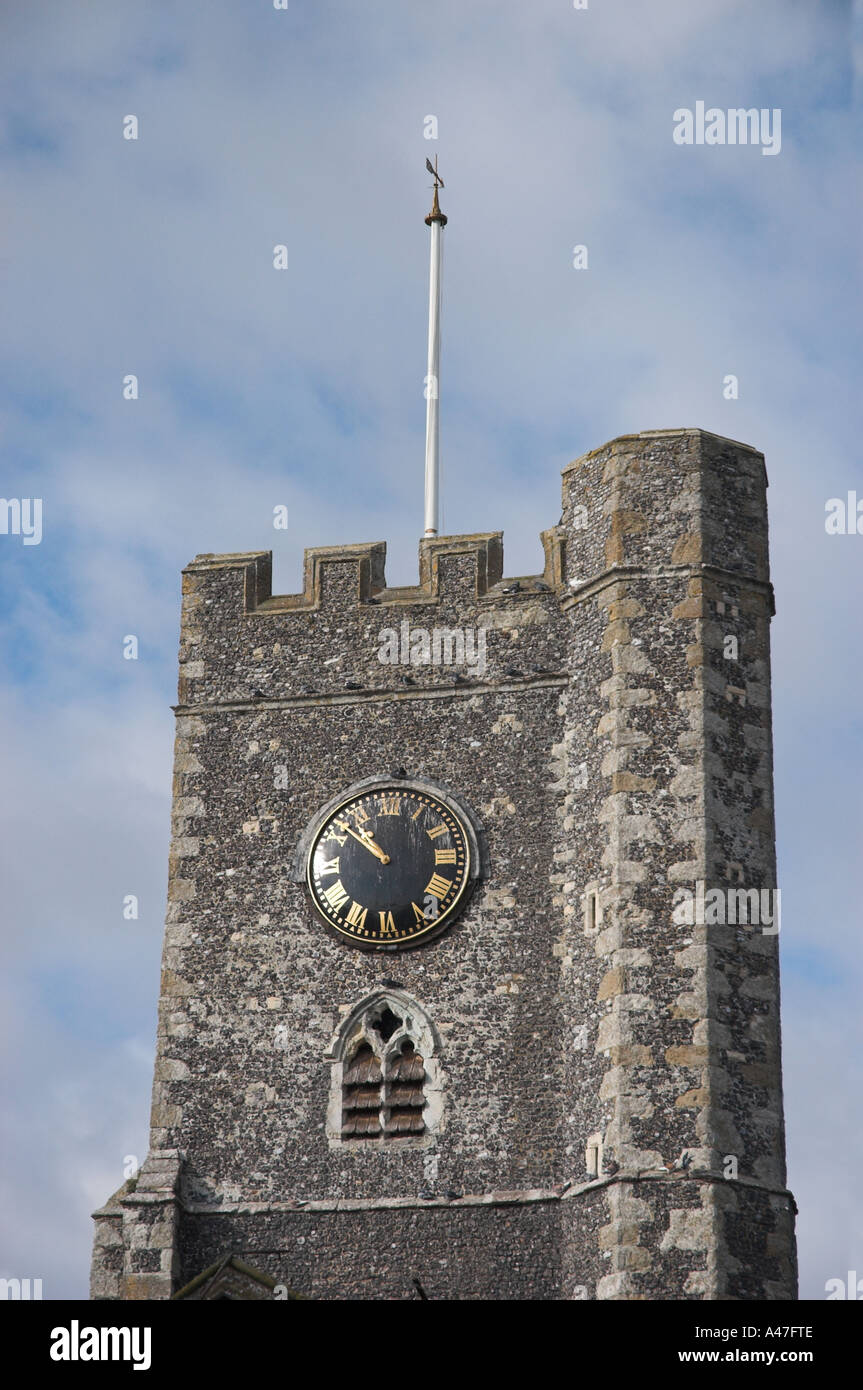 The clock tower of St Peters Church Broadstairs Kent England Stock ...