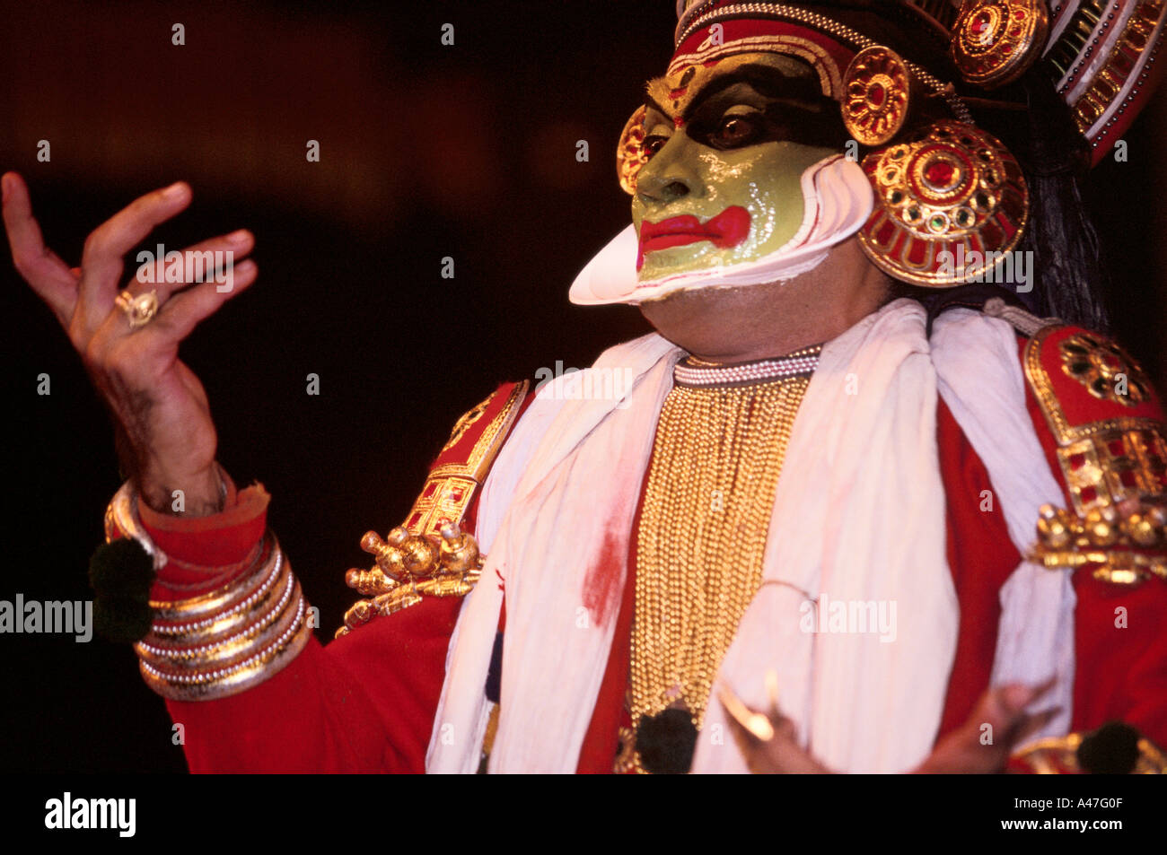 A Kathakali performer in a performance of the Mahabharata at the Kerala ...