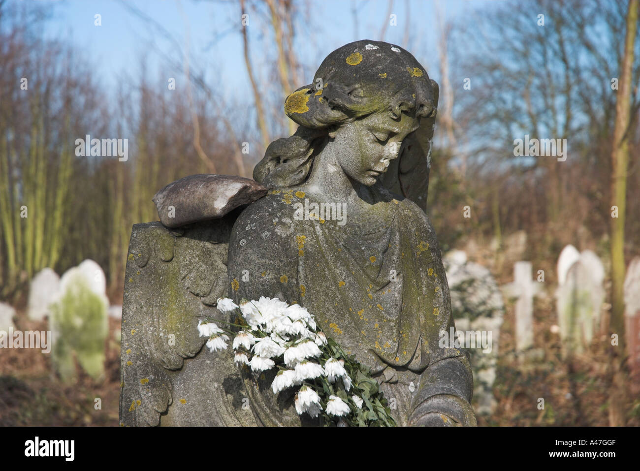 Statue in the graveyard at St Peters Church Broadstairs Kent England ...