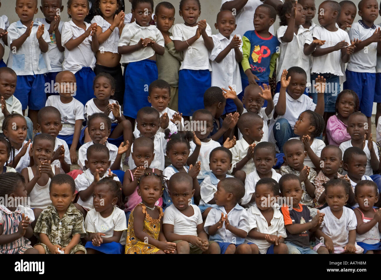 School children from local free school, Island of Bioko, Equatorial ...