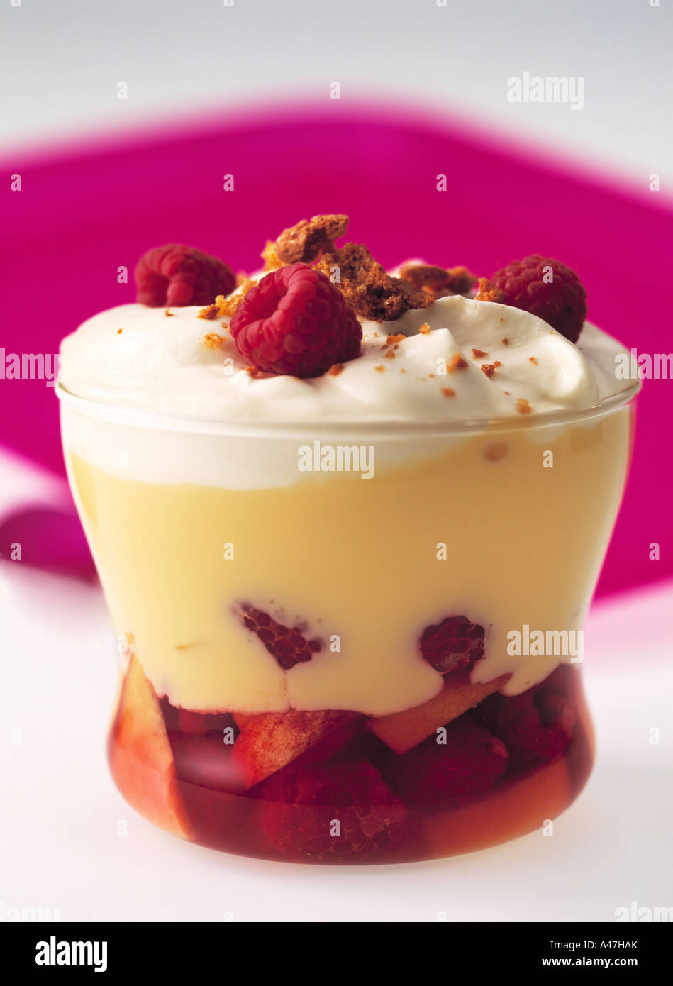 A glass of fruit trifle editorial food Stock Photo - Alamy