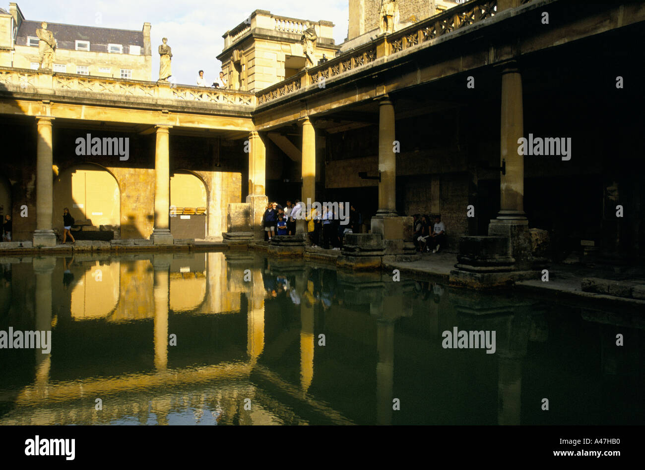 The Great bath in the Roman Baths in Bath Stock Photo - Alamy