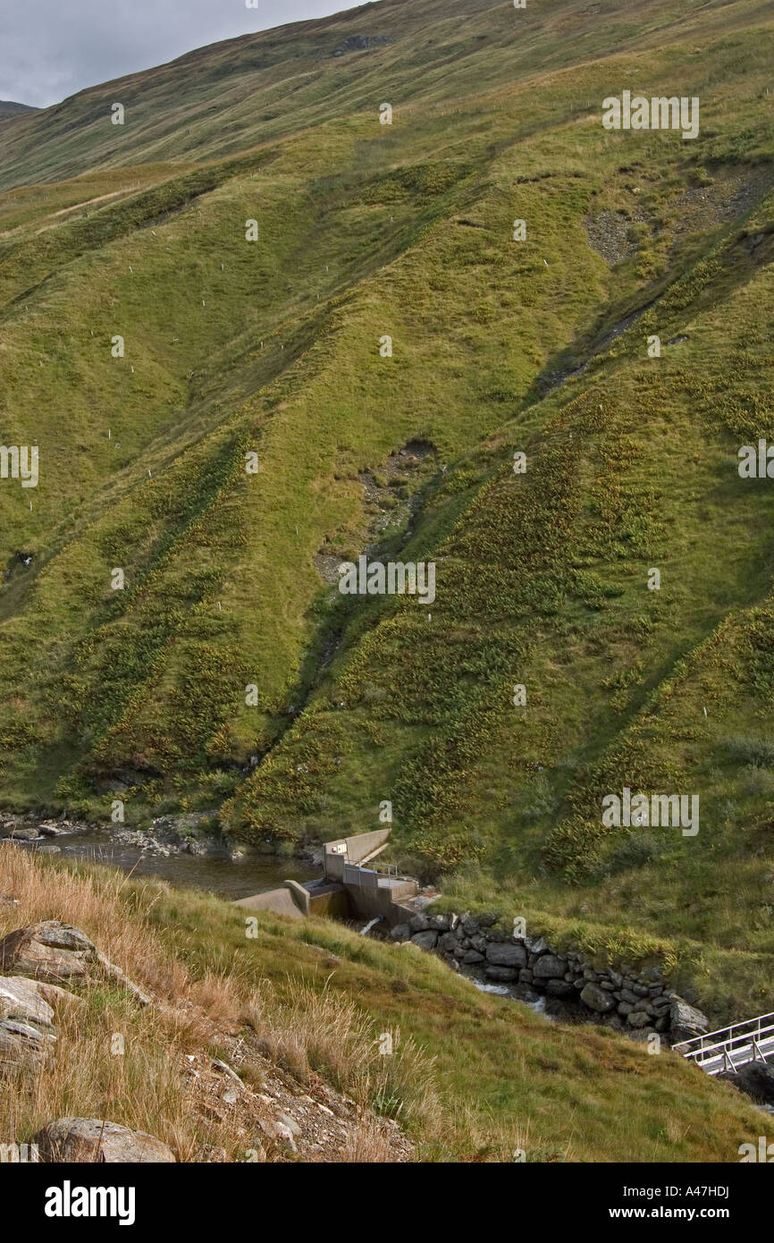 Weir of small scale hydro electric power scheme Gleann a Chlachain ...