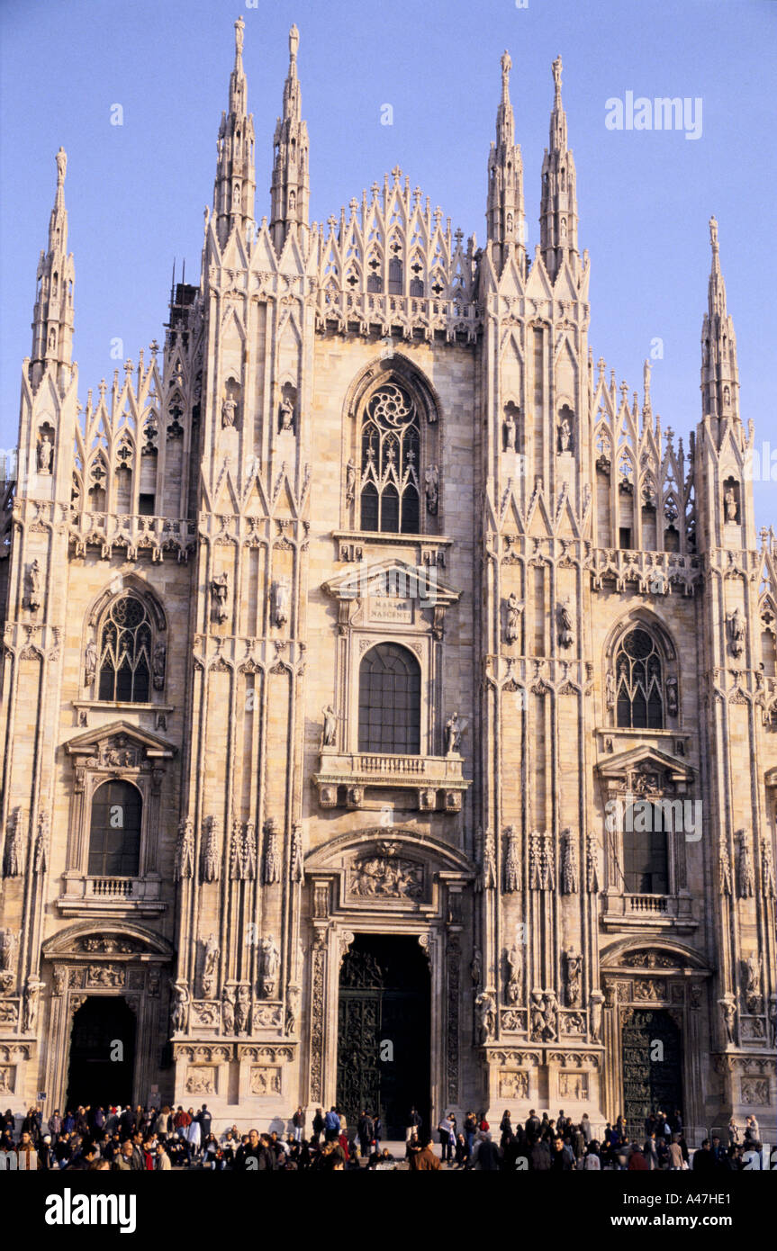 The front facade of the Duomo in Milan , piazza duomo , milan Stock ...
