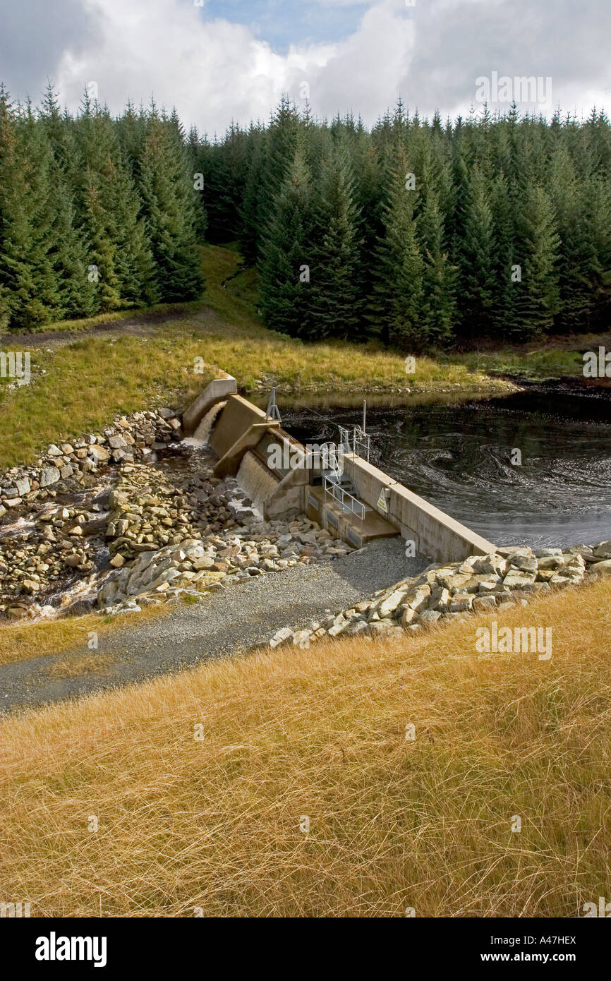 Weir of small scale hydro electric power scheme, Scotland UK Stock ...