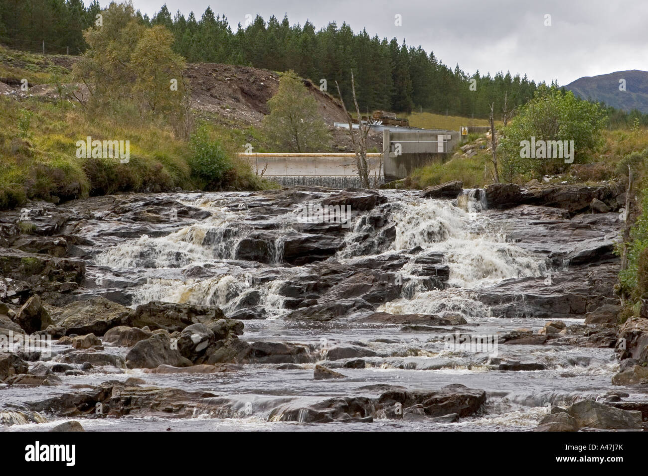 Weir forming part of small scale hydro electricity scheme Garry Gualach ...