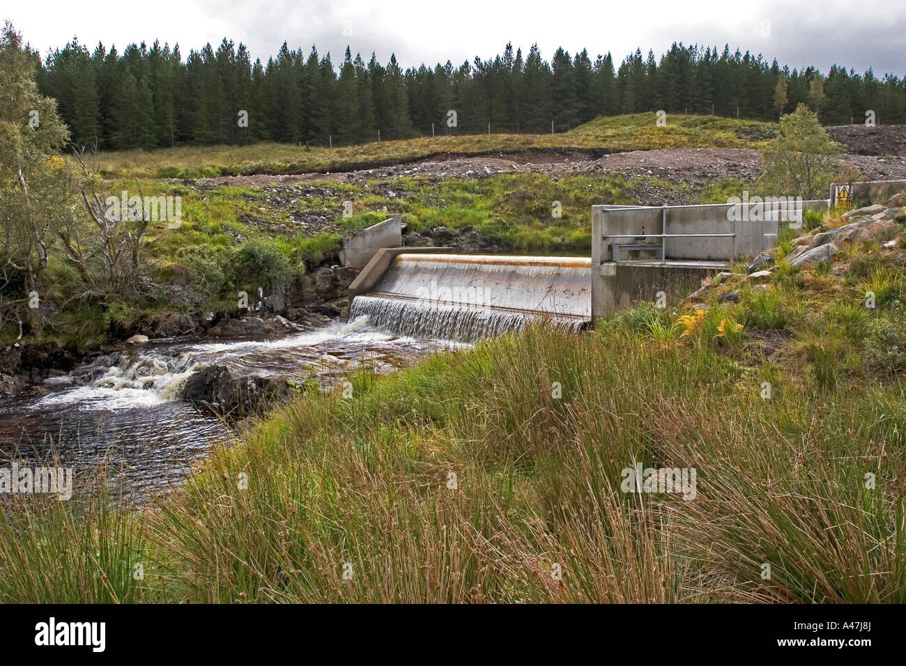 Weir forming part of small scale hydro electricity scheme Garry Gualach ...