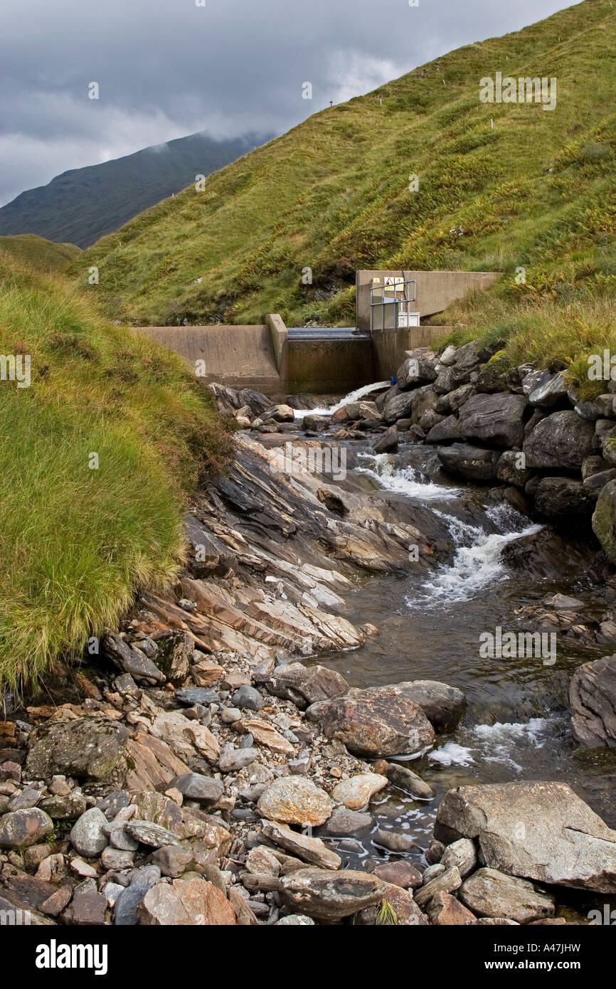 Weir of small scale hydro electric power scheme Gleann a Chlachain ...