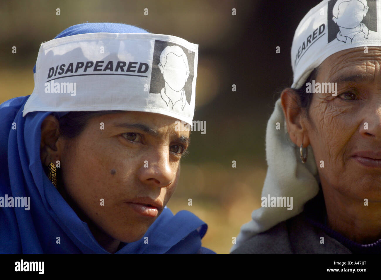 Two women during a demonstration in Srinagar in Kashmir held by the ...