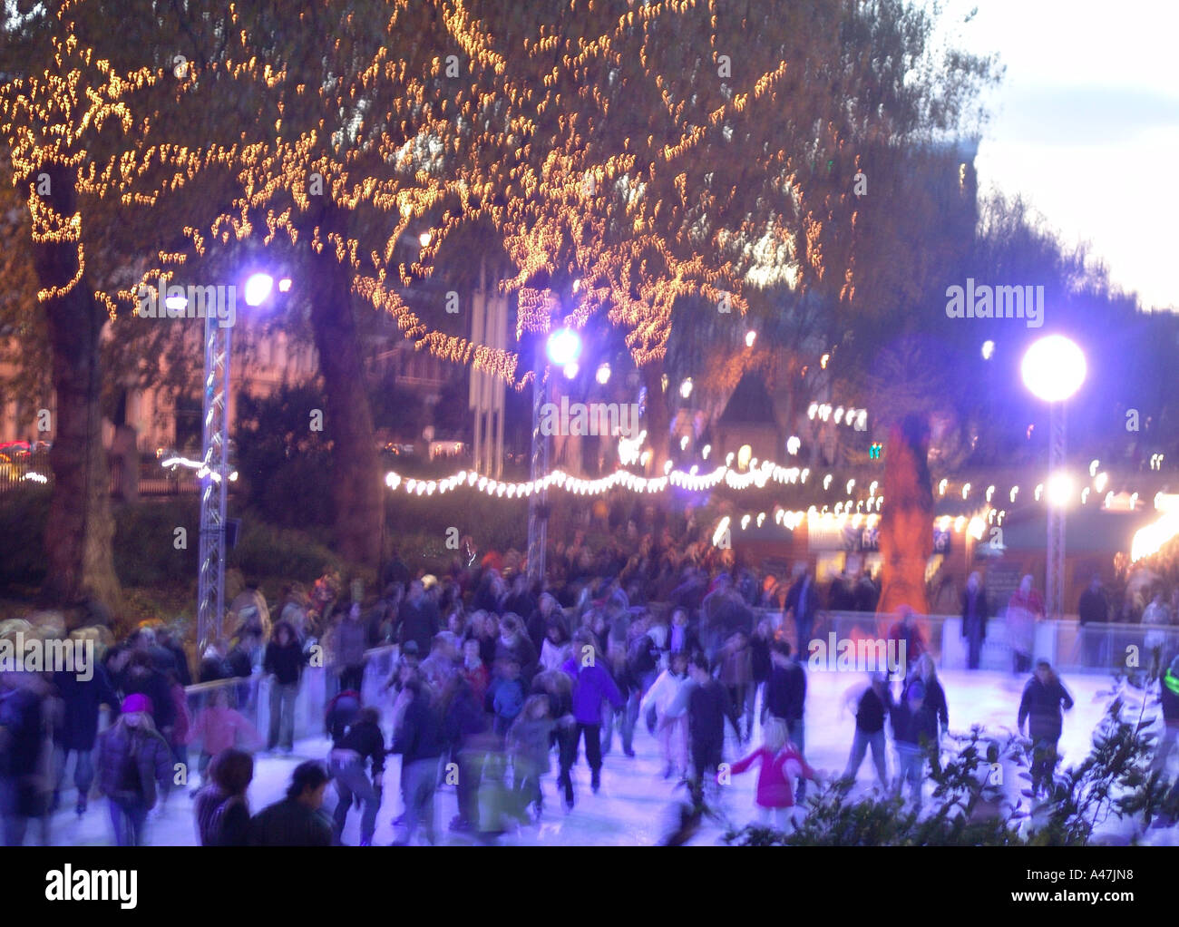 night skating at the outdoor ice rink outside the natural history ...