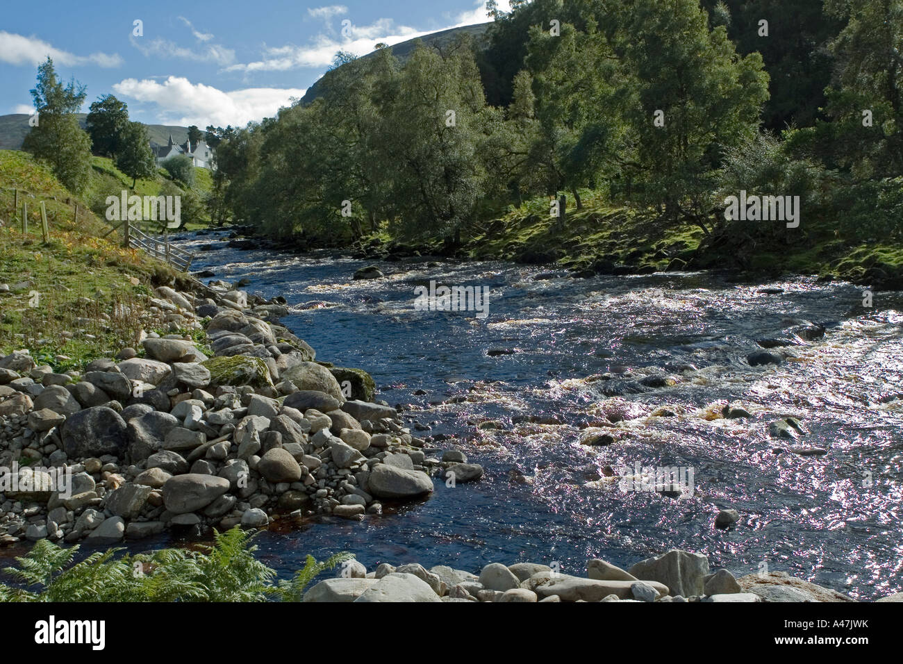 River Fechlin flowing from Loch Killin near Fort Augustus, Highland ...