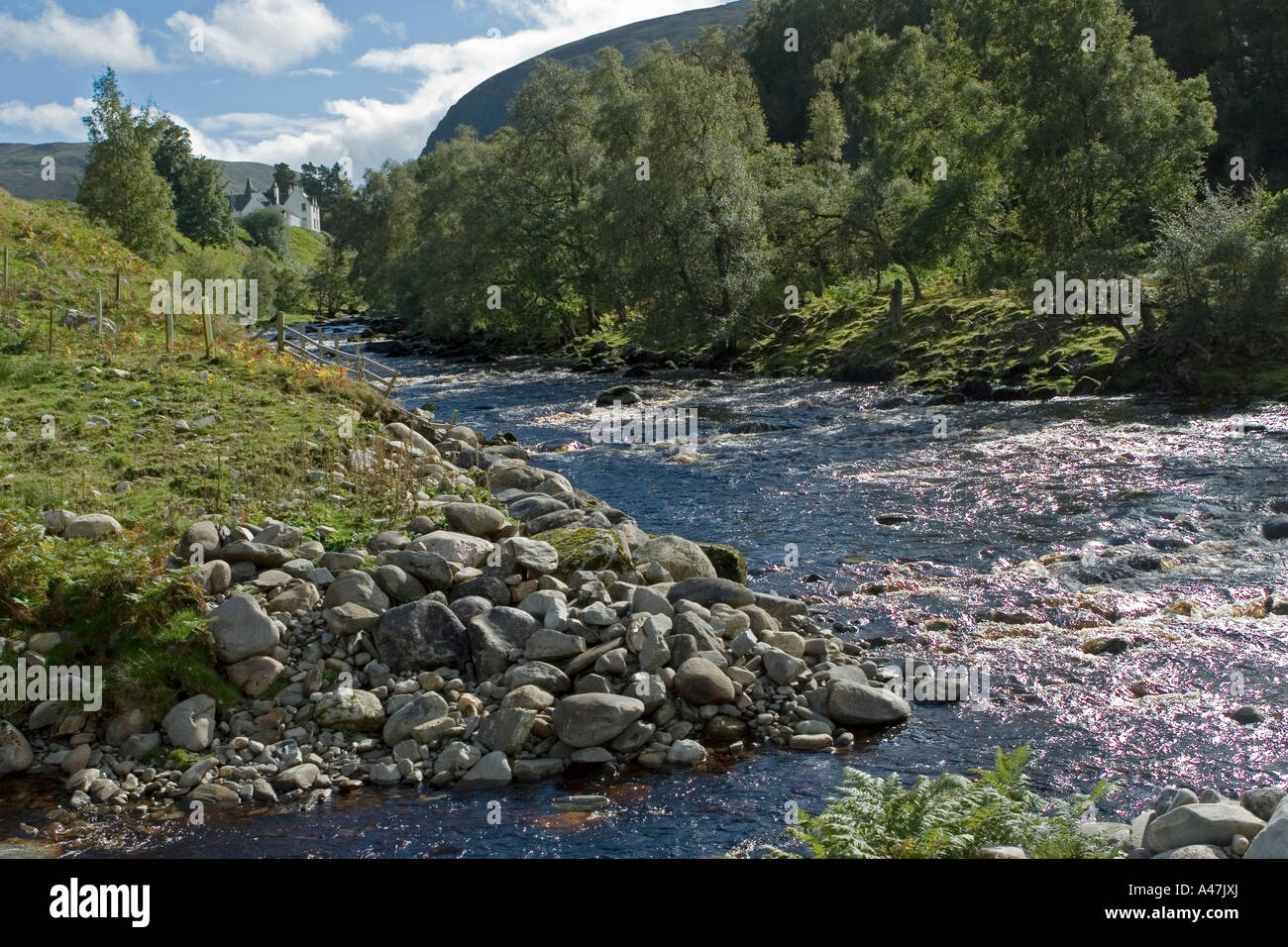 River Fechlin flowing from Loch Killin near Fort Augustus, Highland ...