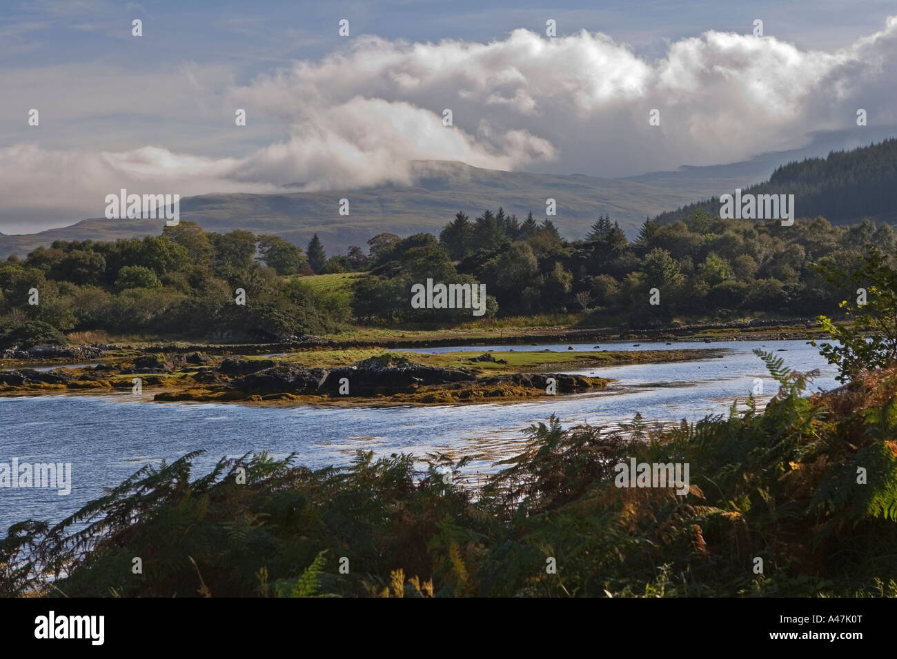 Inlet coastal view by Sound of Mull on Isle of Mull near Salen, Argyll ...