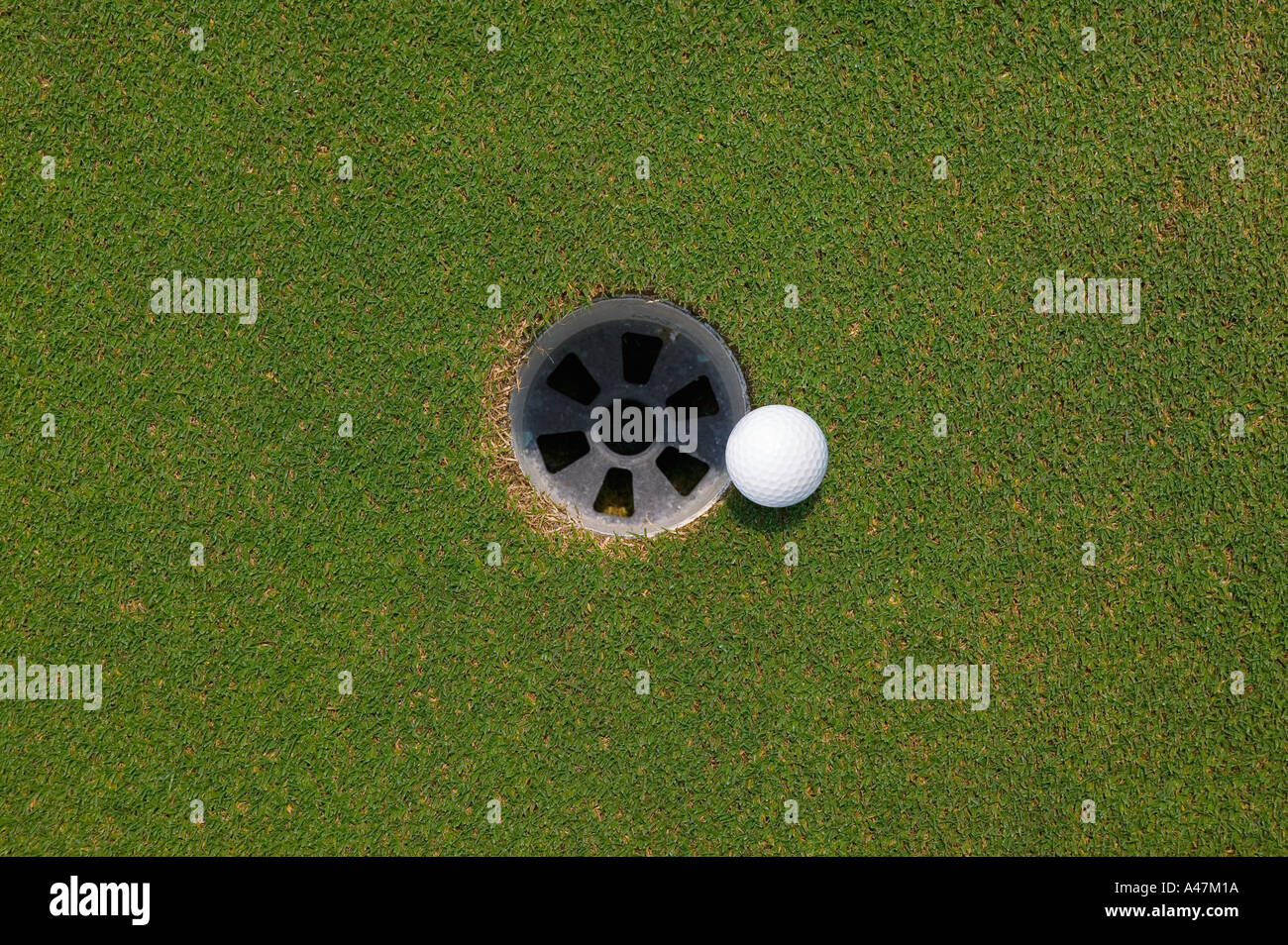 Golf ball and hole Stock Photo - Alamy