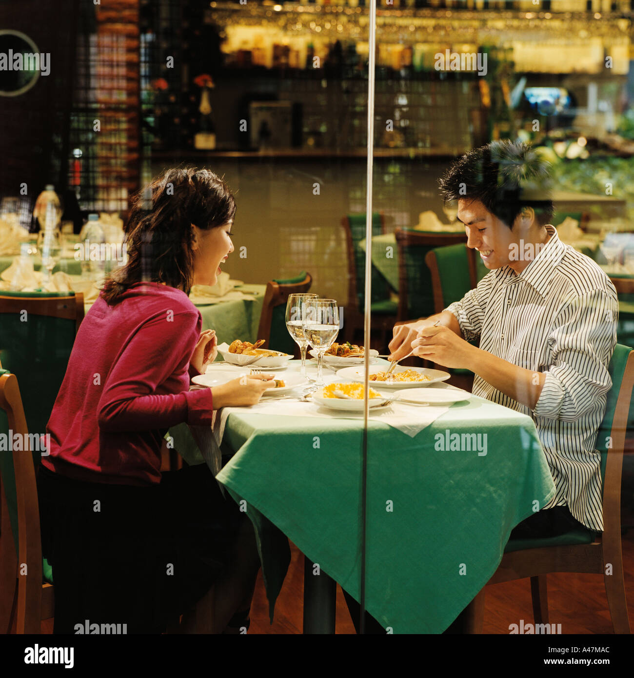 Couple asian dating dining eating restaurant hi-res stock photography ...