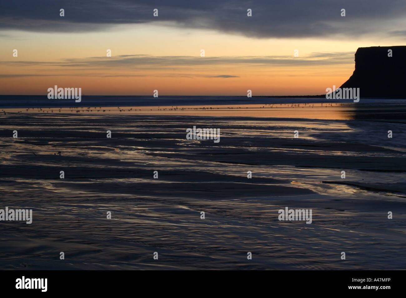 Beach view at Saltburn in North Yorkshire with pre sunrise colours in ...