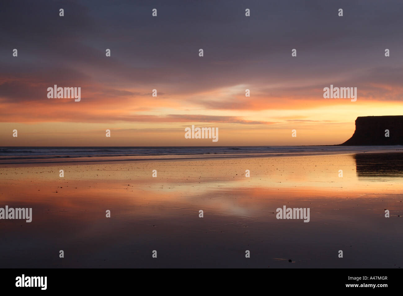 beach view at Saltburn in North Yorkshire with pre sunrise colours in ...