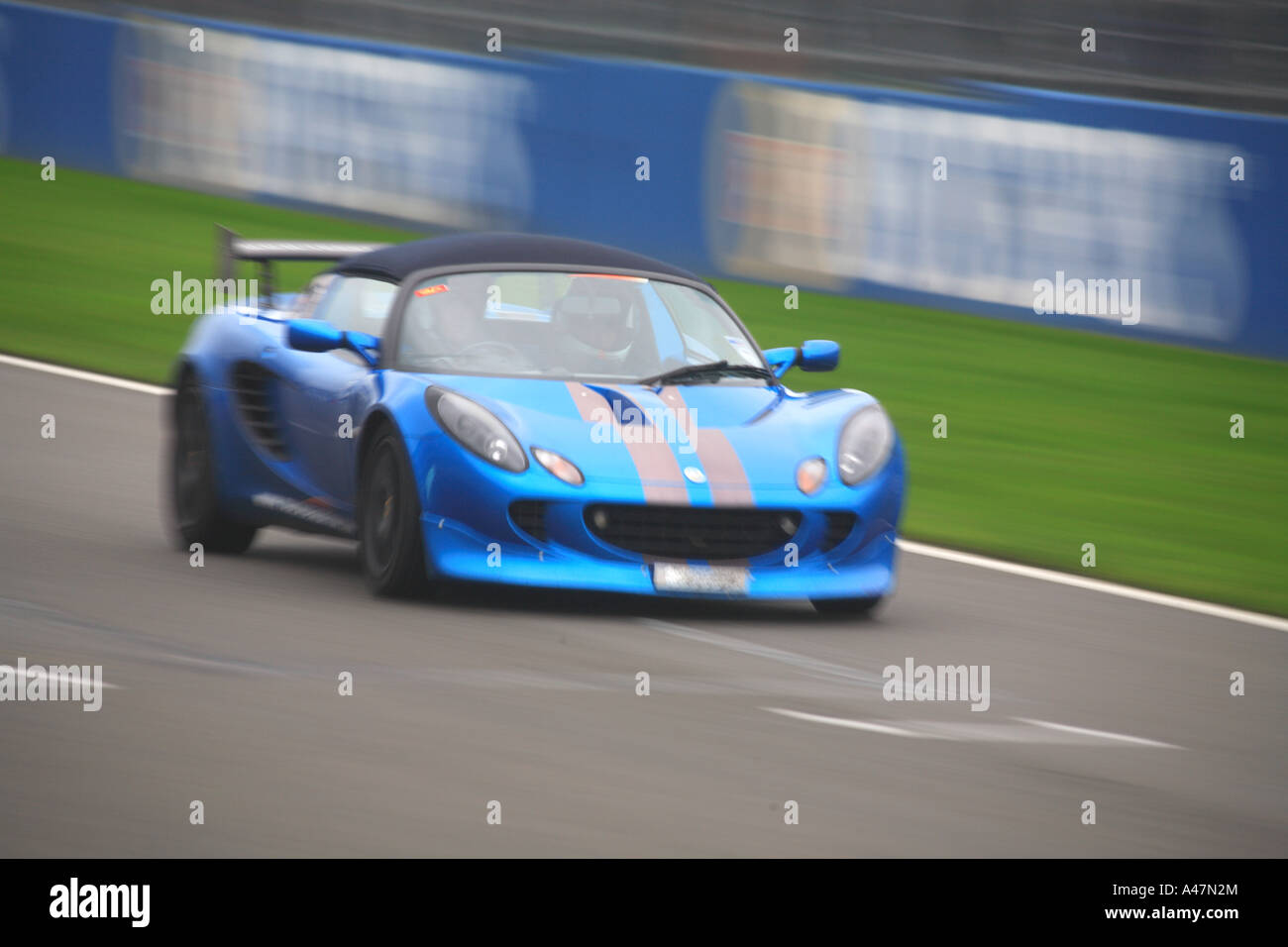 Lotus Elise track race car blue fast speed motor sport racing Stock ...
