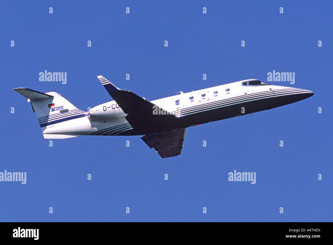 Learjet 55 operated by Premium Aviation departing Luton Airport, UK ...