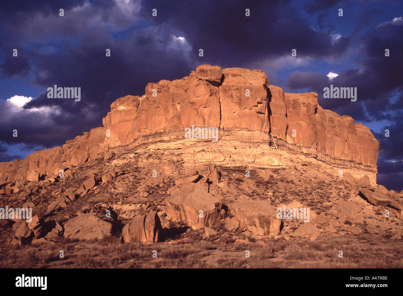 Chaco Culture National Historical Park at sunset, New Mexico, USA Stock ...