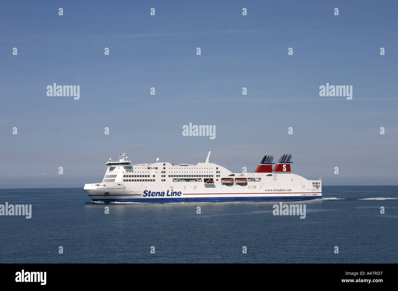 Stena Adventurer Stena line ferry crossing a calm Irish Sea with blue ...