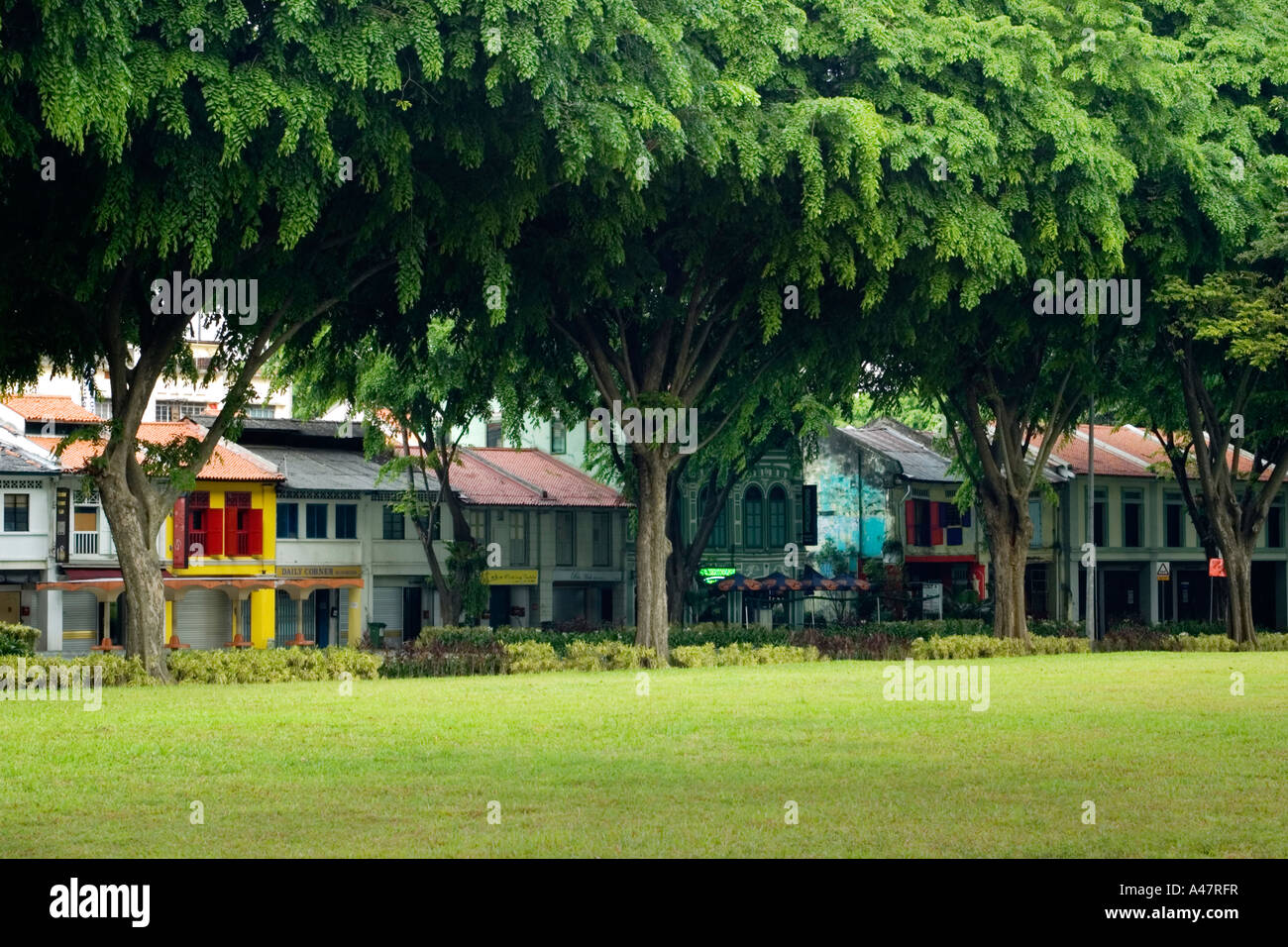 Shady street in Singapore Kampong Glam district Stock Photo - Alamy