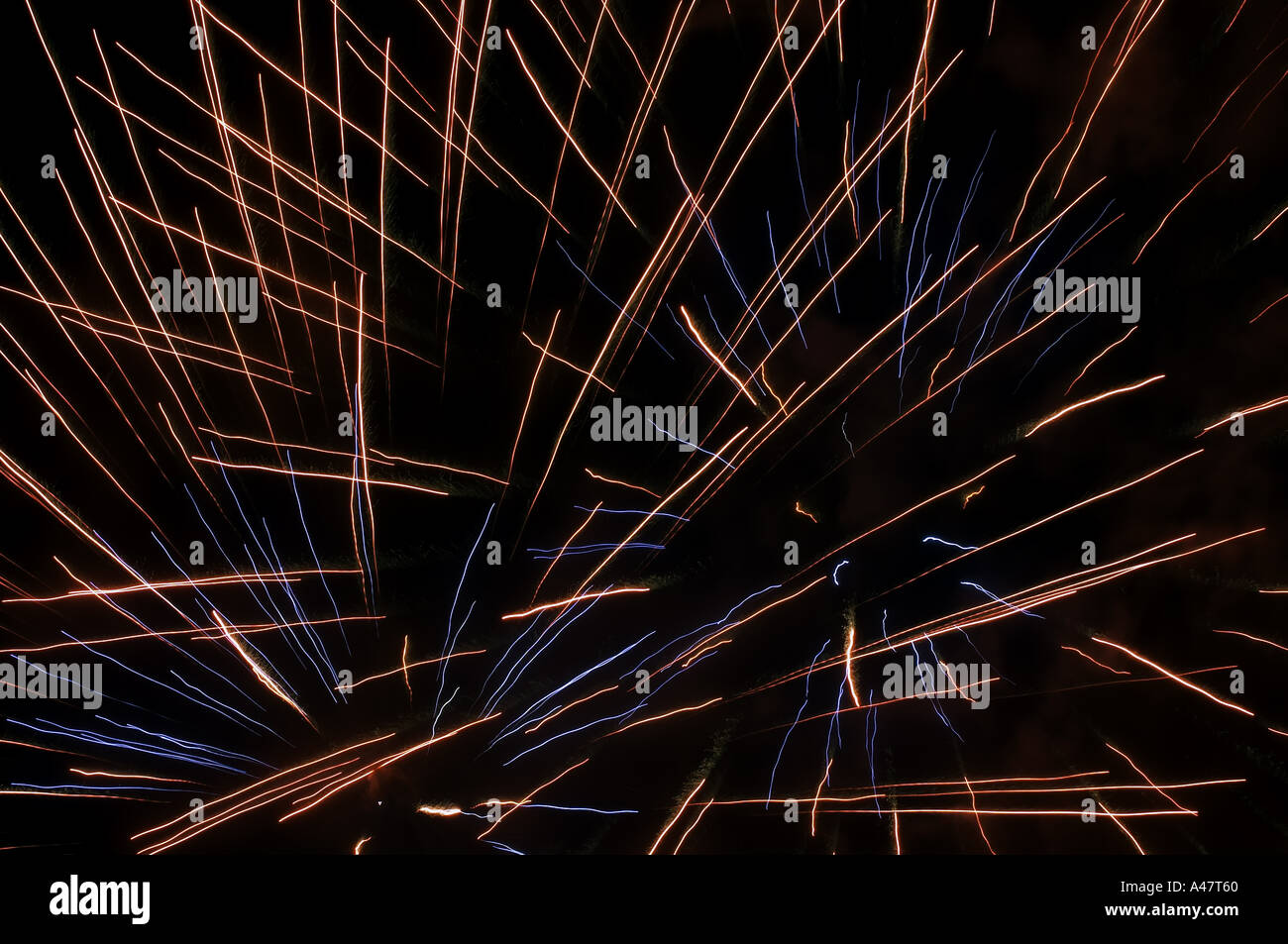 Random abstract light effects from exploding firework at Guy Fawkes ...