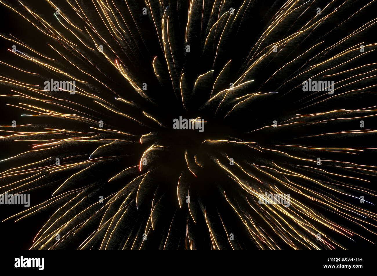 Random abstract light effects from exploding firework at Guy Fawkes ...