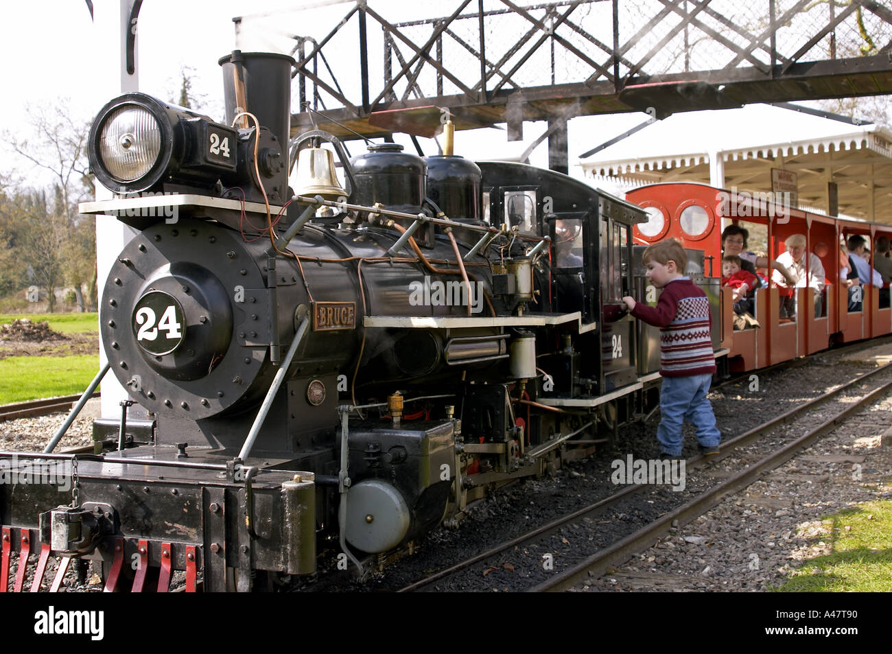 Narrow guage small steam railway engine at Audley End House near ...
