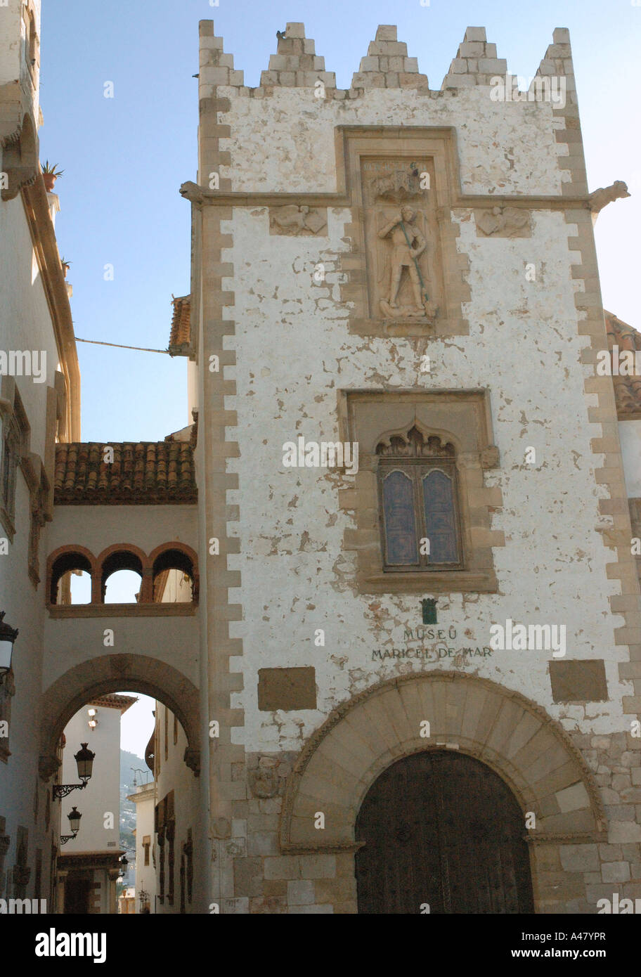 Characteristic view of white buildings old town barri antic Sitges ...