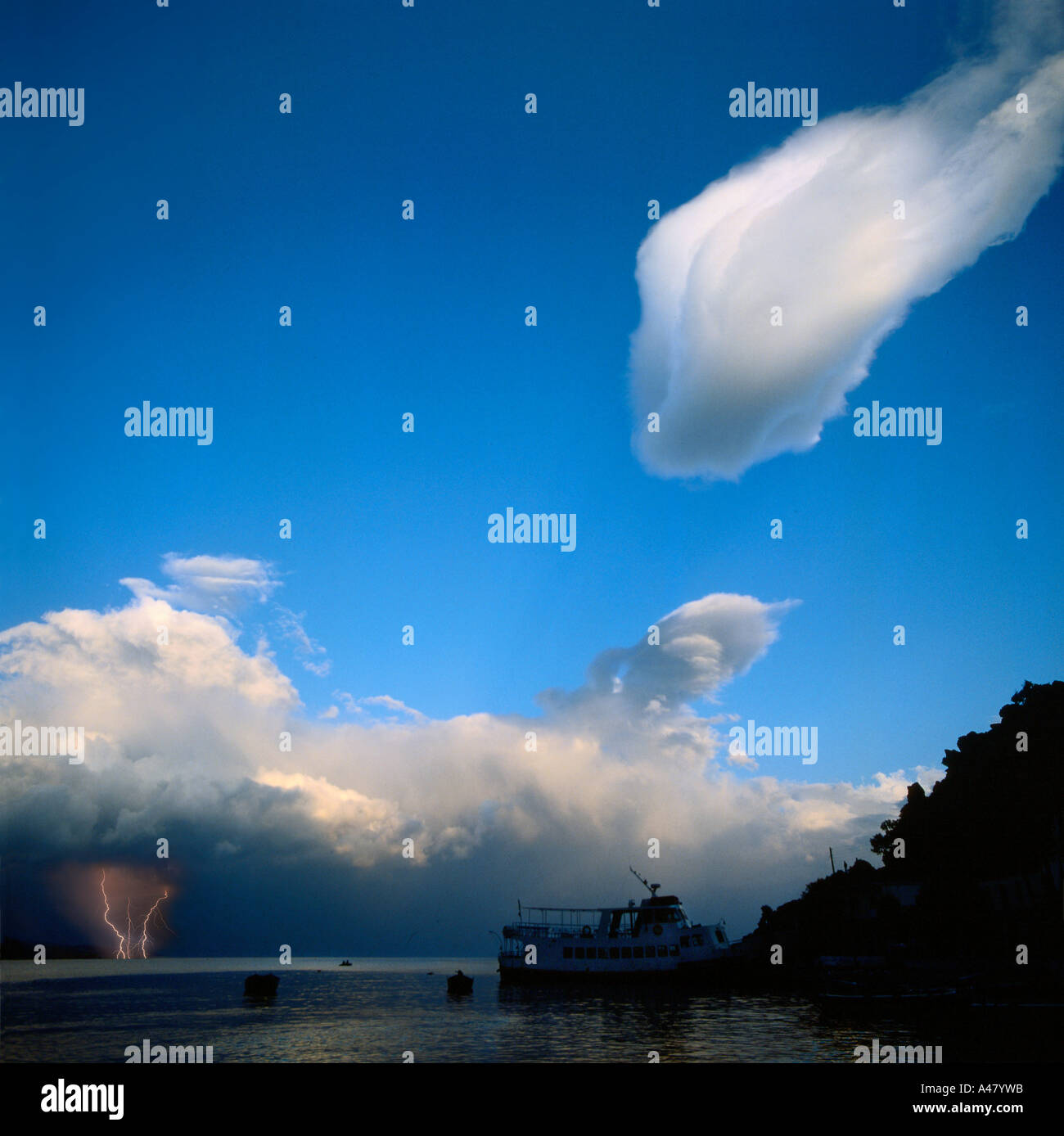 Ship and thunderstorm Stock Photo - Alamy