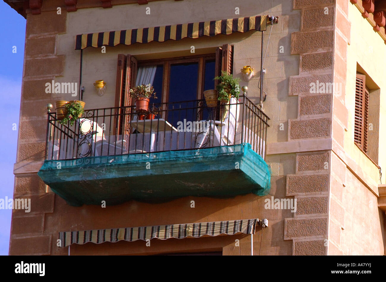 Characteristic view colourful building old town barri antic Sitges ...