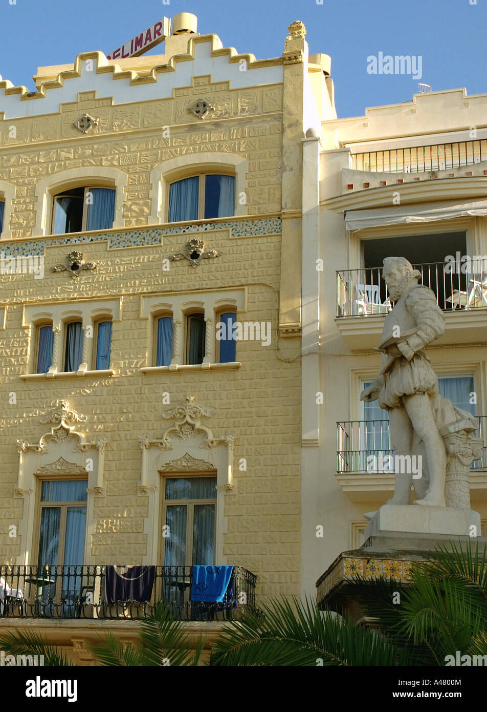Characteristic view colourful building old town barri antic Sitges ...