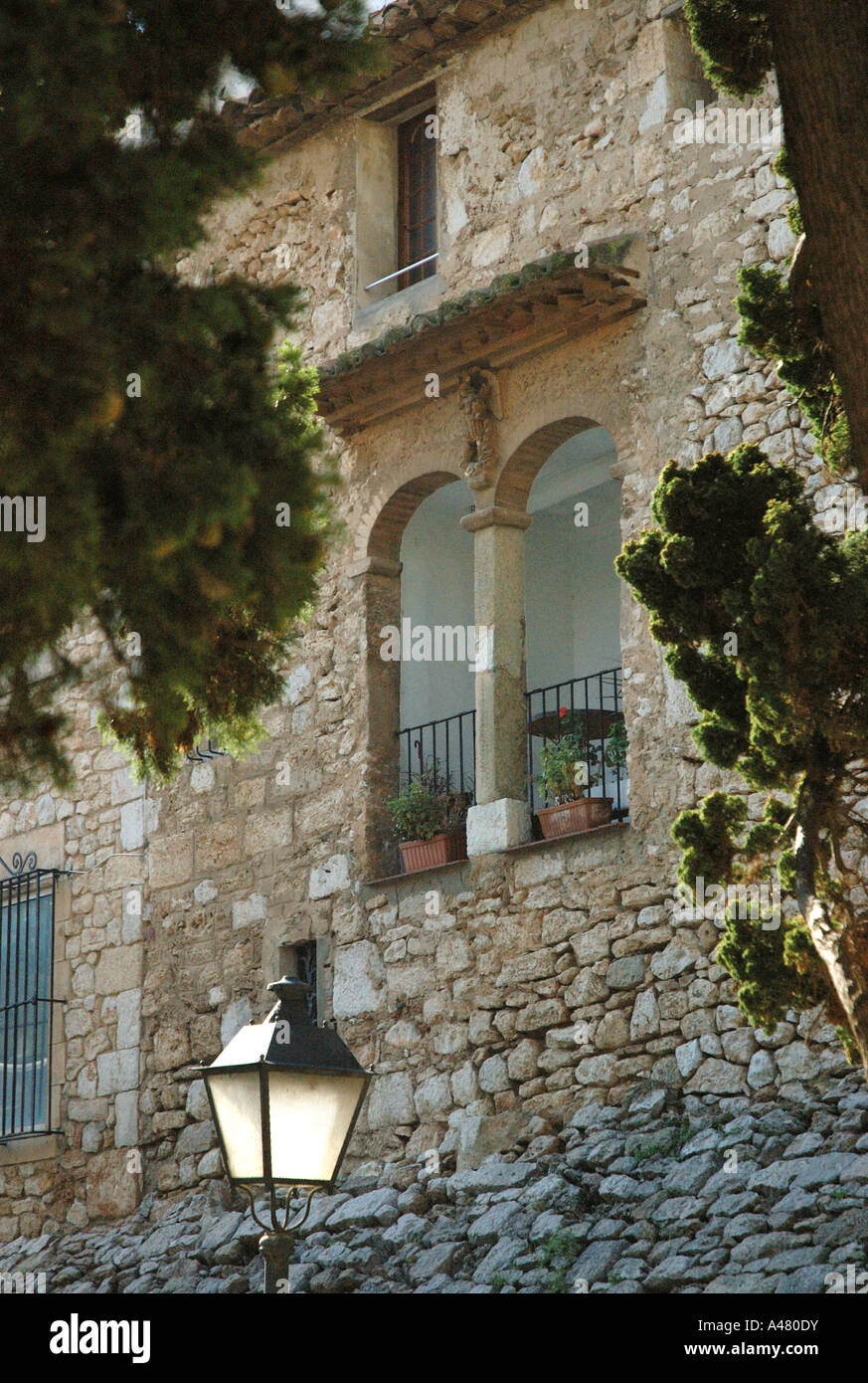 Characteristic view of castle old town barri antic Sitges Catalonia ...