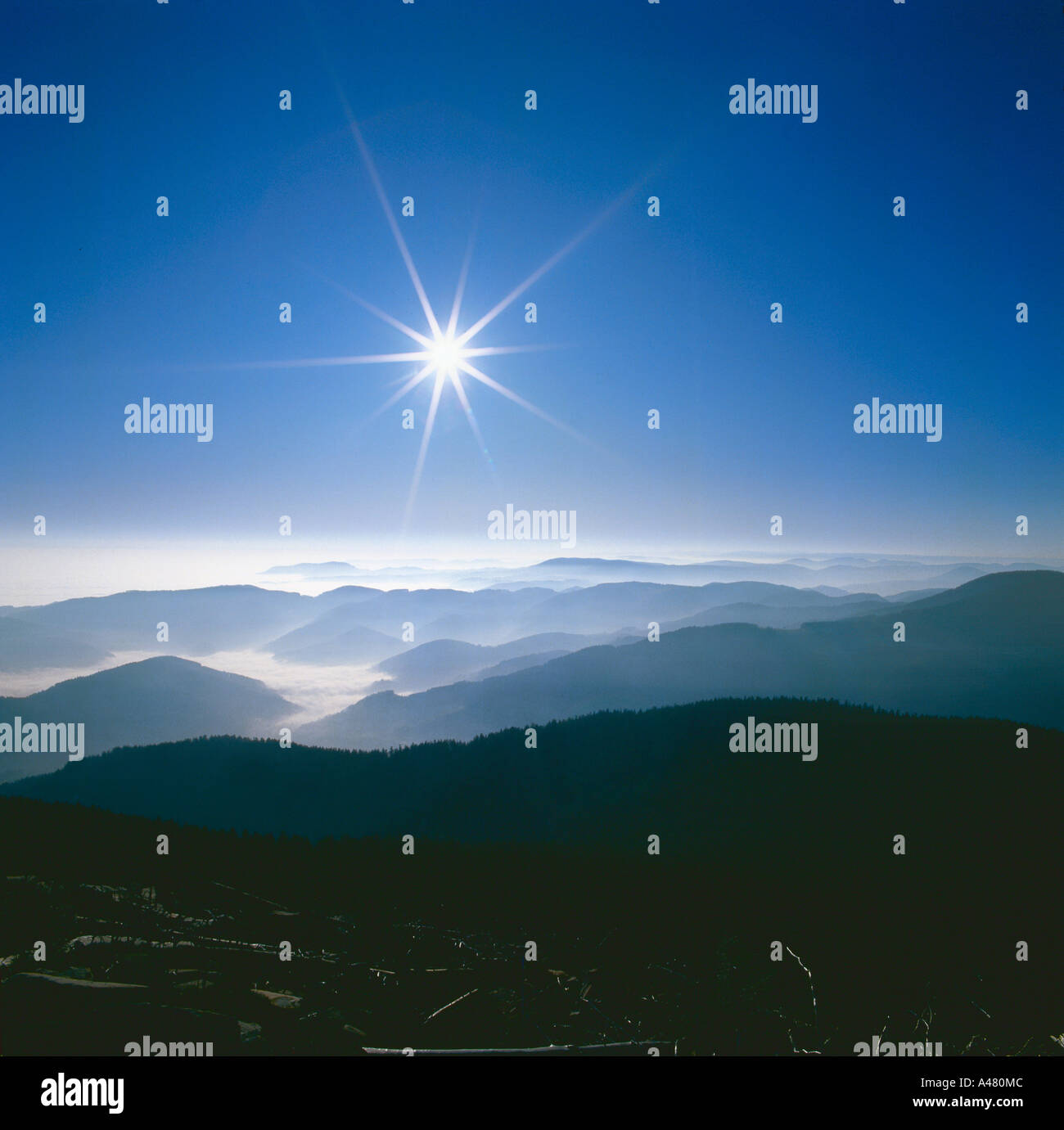 Sun over the Black Forest Stock Photo - Alamy