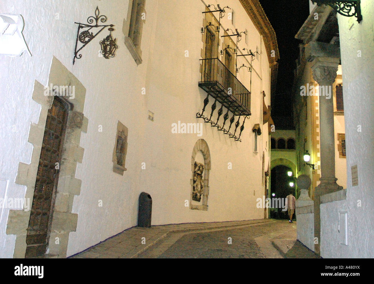 Characteristic view of white buildings old town barri antic Sitges ...