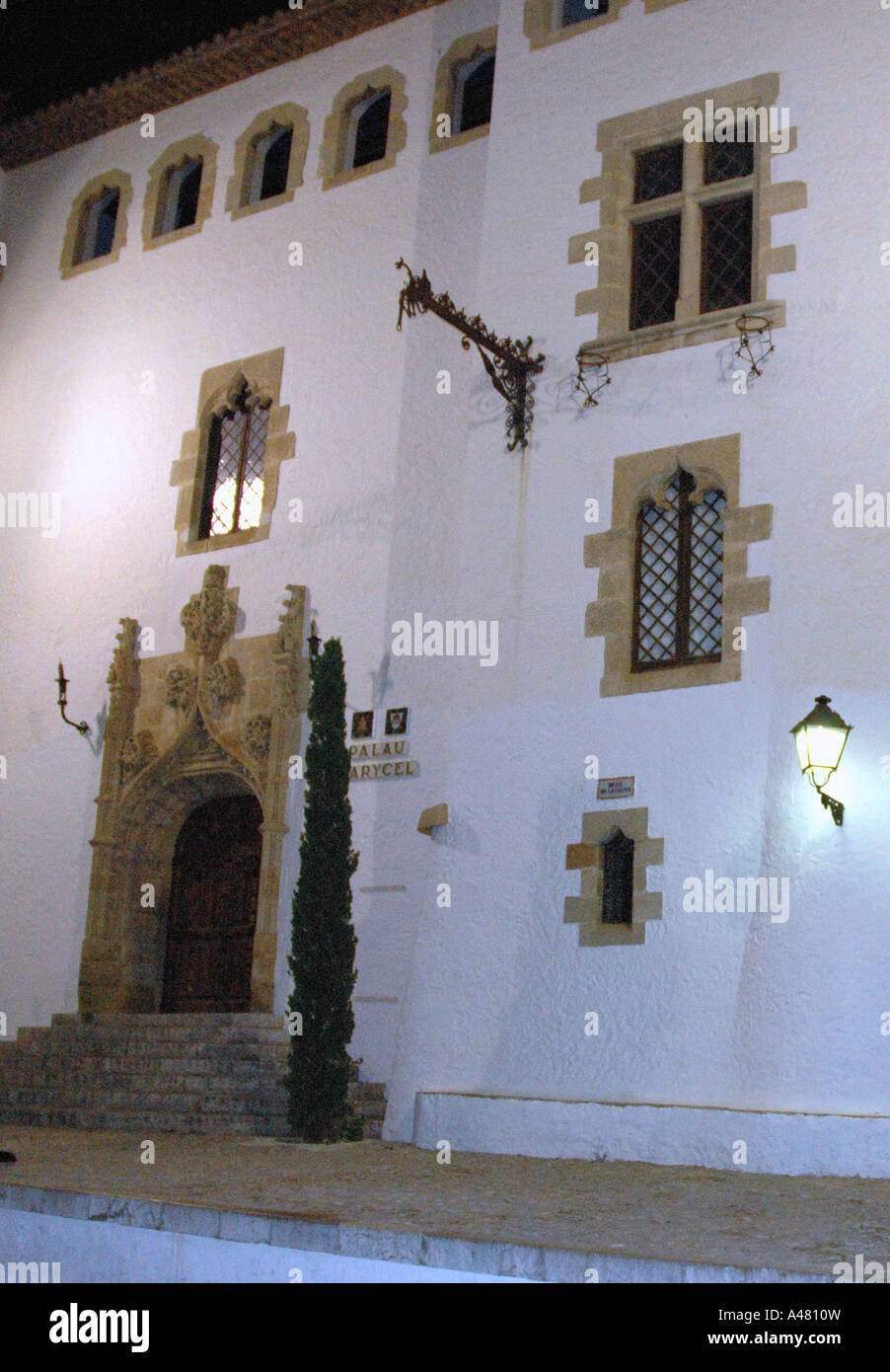 Characteristic view of white buildings old town barri antic Sitges ...