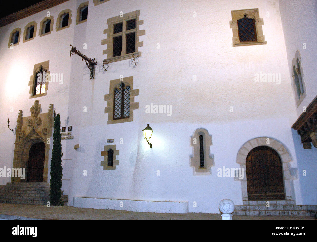 Characteristic view of white buildings old town barri antic Sitges ...